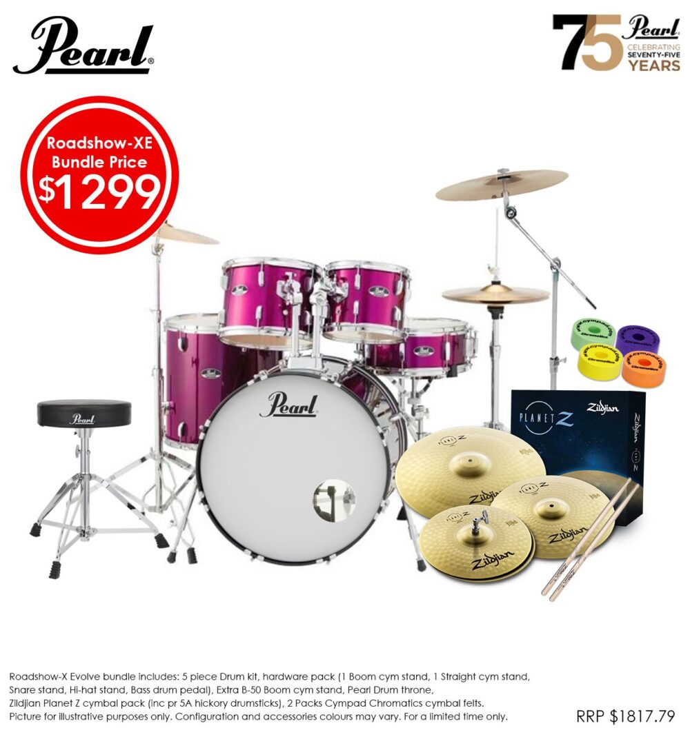 Pearl Roadshow-XE 22 Inch Fusion Plus Drumkit Package Pink – Bashs Music