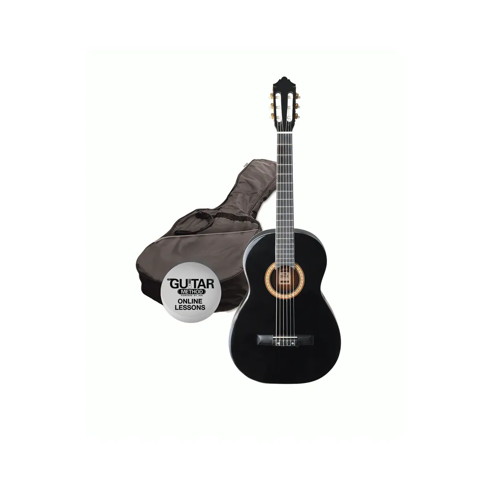 Ashton Full Size Black Classical Guitar Starter Pack – Bashs Music